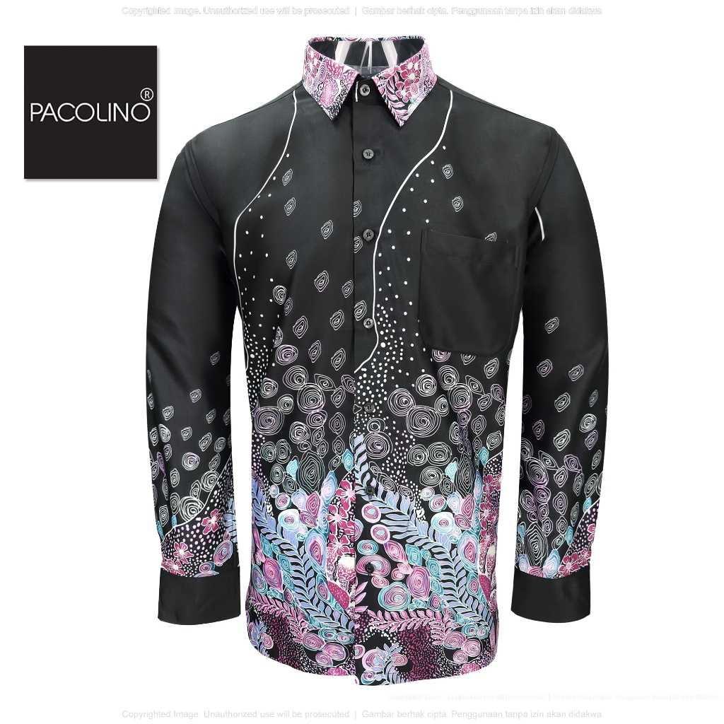 Pacolino Malaysia Men Batik Long Sleeve Regular - Black Colour 22622 ...