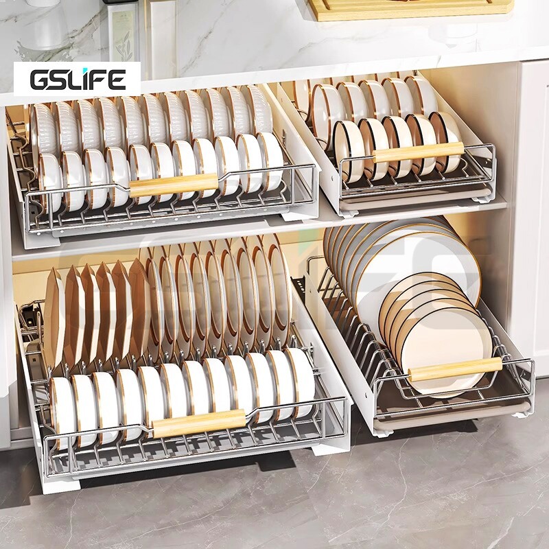 GSlife ⭐No Punching⭐Pull Out Basket Stainless Steel Cabinet Pull Out ...
