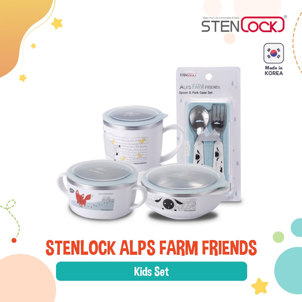 Stenlock Alps Farm Friends Stainless Steel Kids Feeding Set | Shopee Malaysia