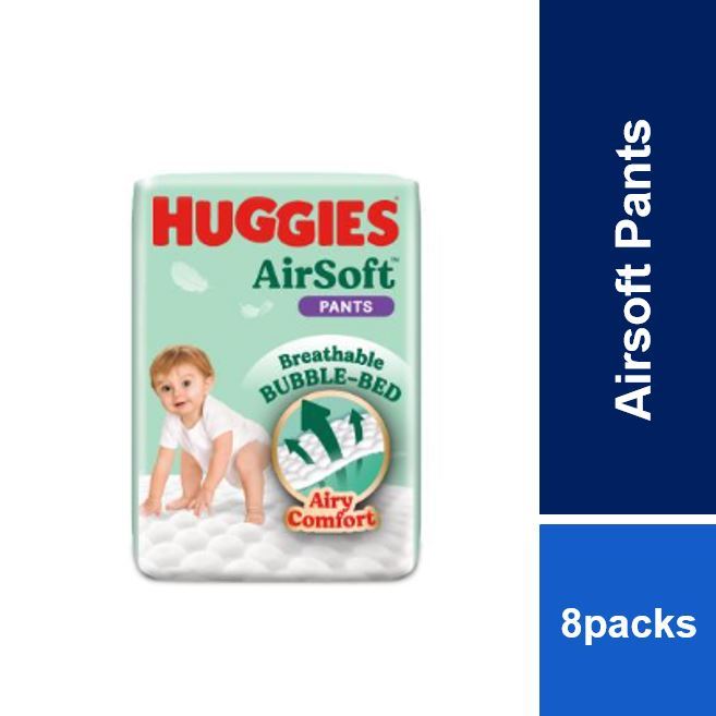 [Bundle of 8] HUGGIES AirSoft Pants M(46)/L(36)/ XL(30)/ XXL(24 ...