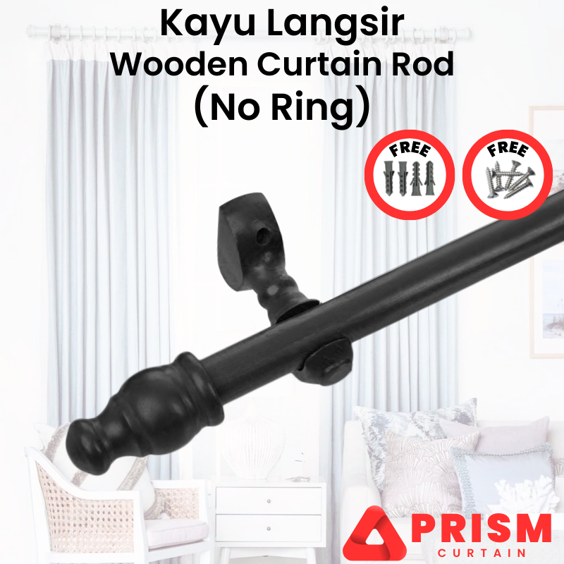 Kayu Langsir (No Ring) Wooden Curtain Rod Langsir Batang Langsir Kayu ...