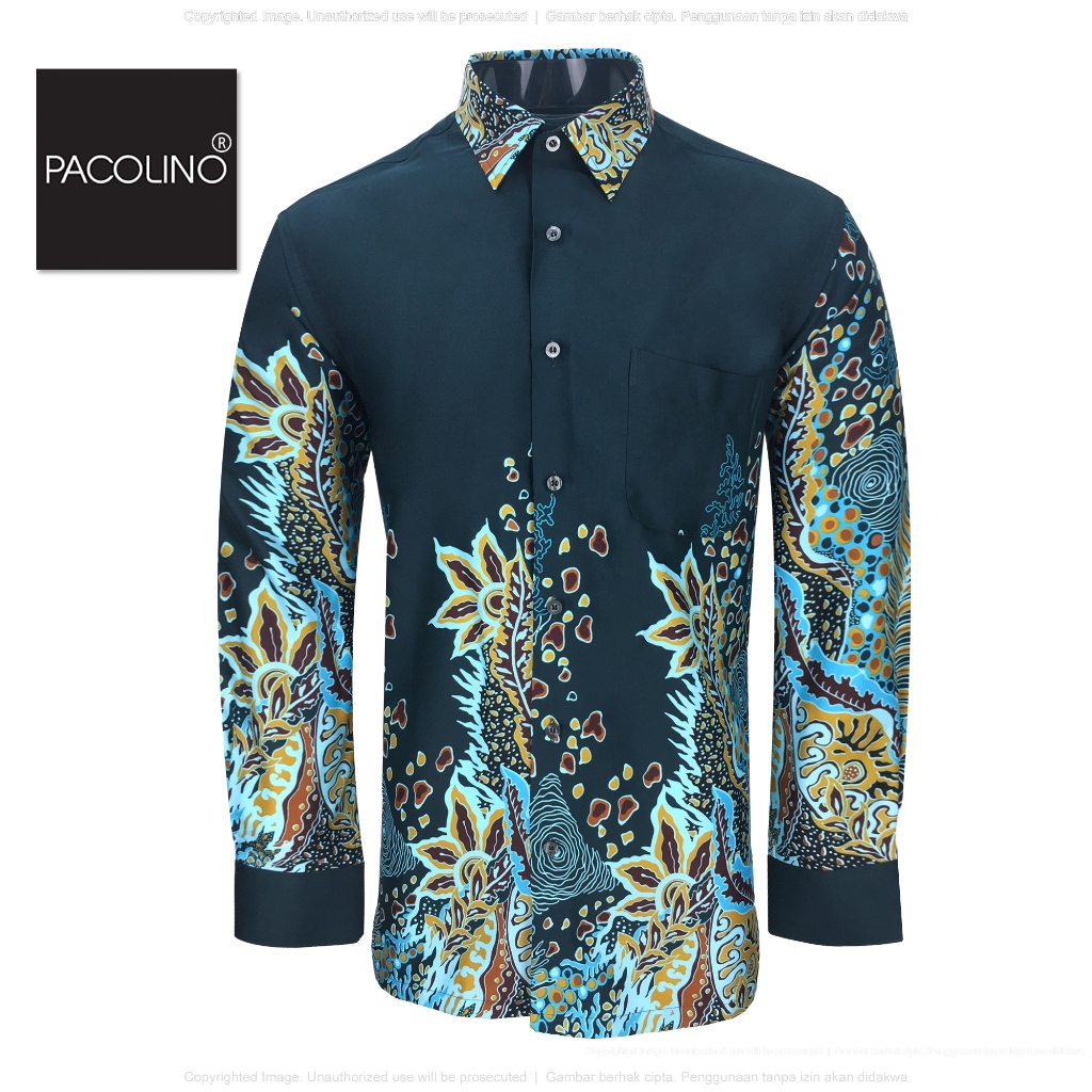 Pacolino Malaysia Men Batik Long Sleeve Regular - Green Colour 22622 ...