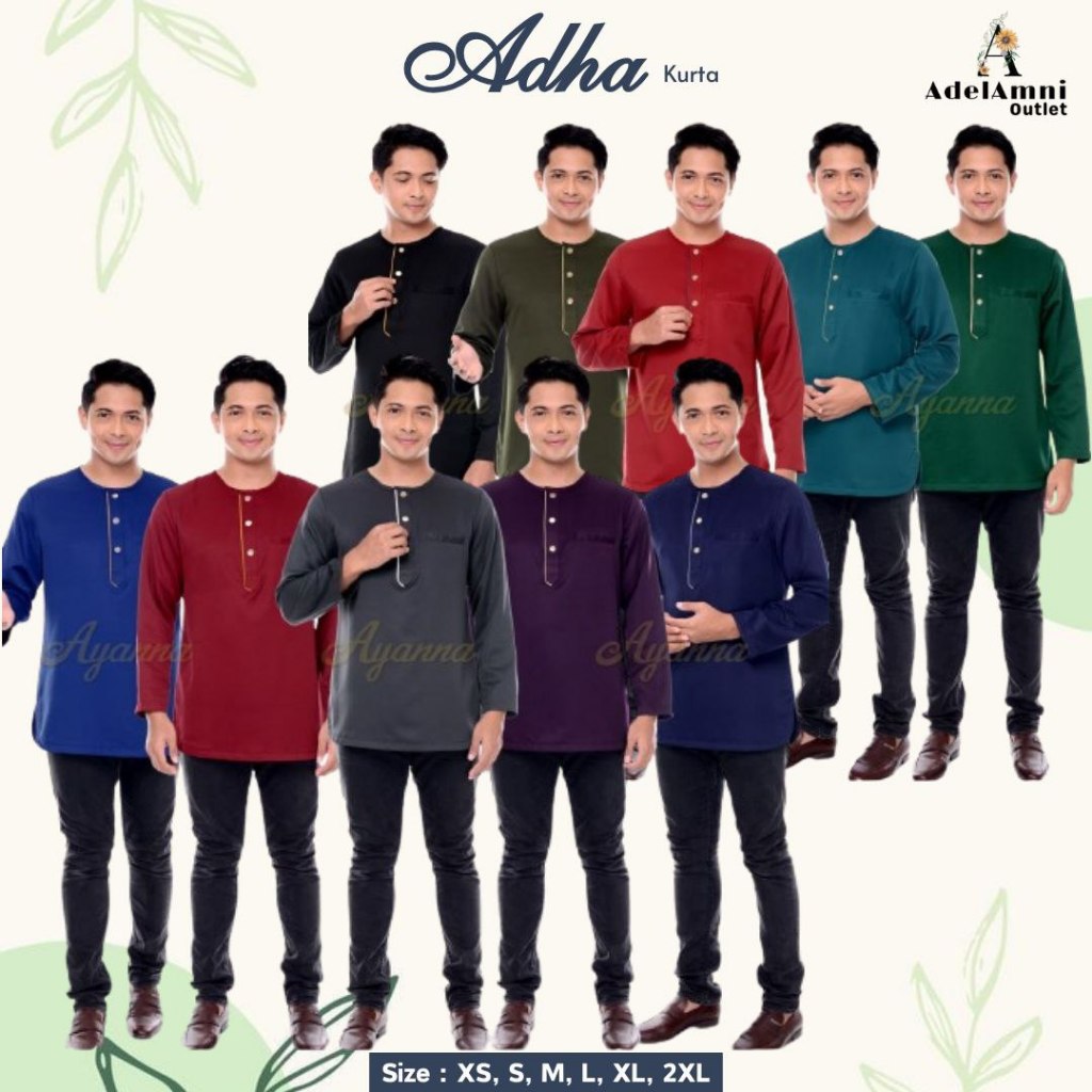 Kurta Raya Adha Sedondon Dewasa - Black/Ruby Red/Emerald Green/Dark ...