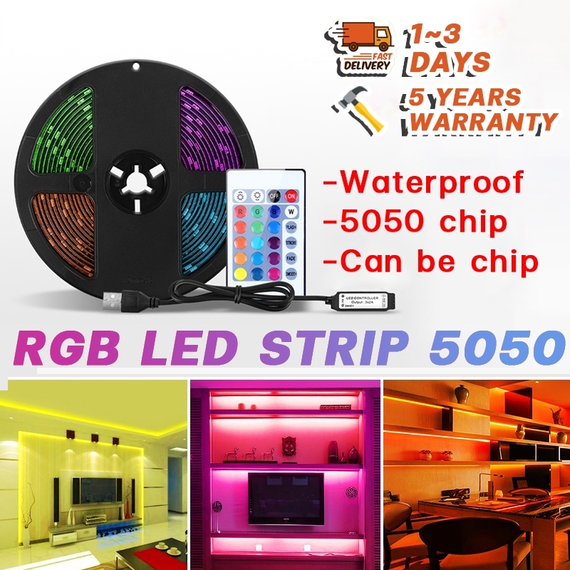 Led Strip Light RGB Lamp With Remote Control String Lights Outdoor Waterproof | Shopee Malaysia