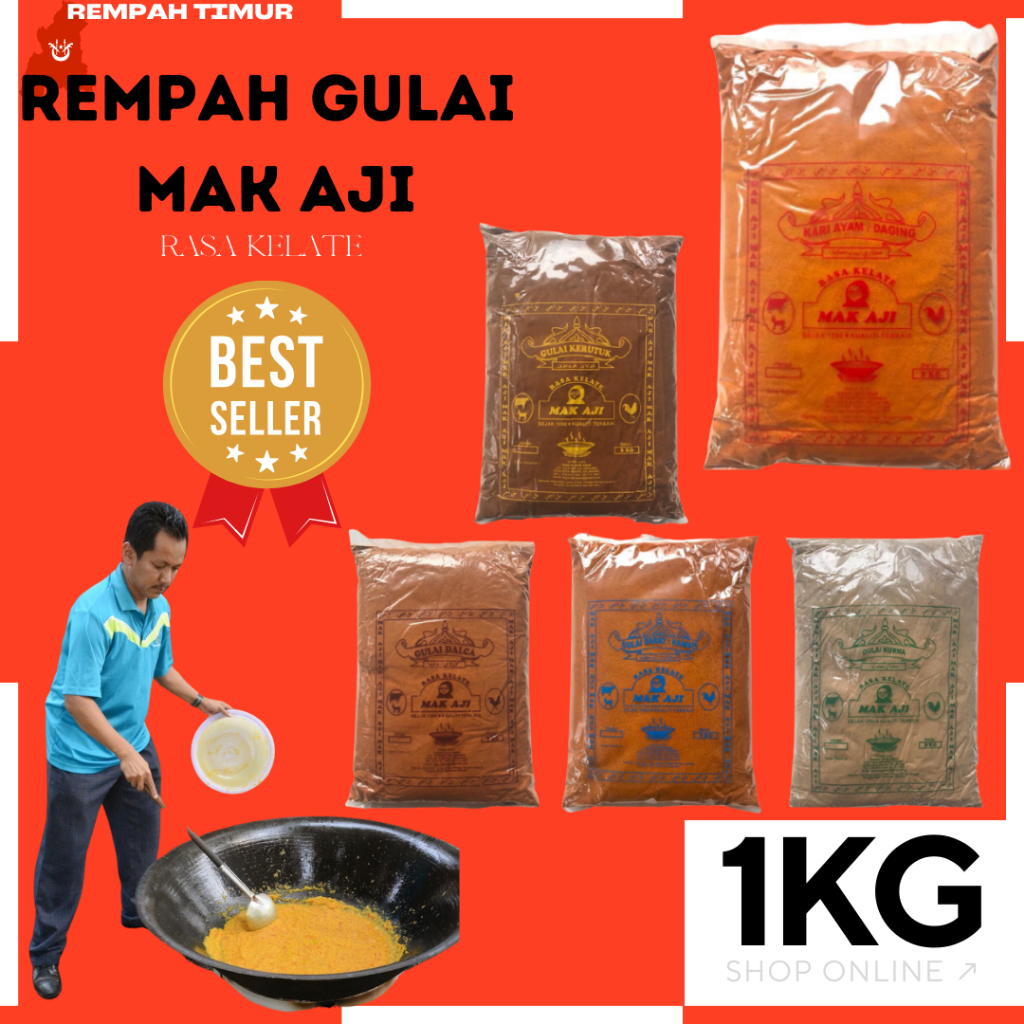 REMPAH GULAI AYAM DAN DAGING MAK AJI 1KG/REMPAH GULAI KELANTAN/AWAH ...