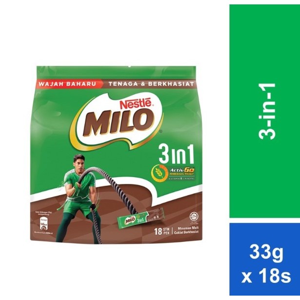 Nestle Milo Active-Go 3in1 Chocolate Malt Drink 18 Sticks x 33g packs ...
