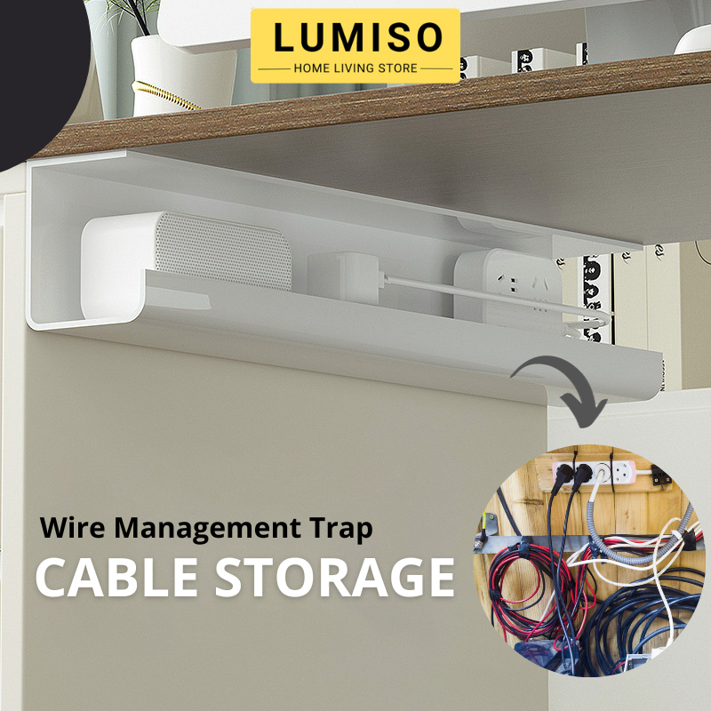 LUMISO Cable Organizer Cable Management Under Desk Wire Storage Rack ...