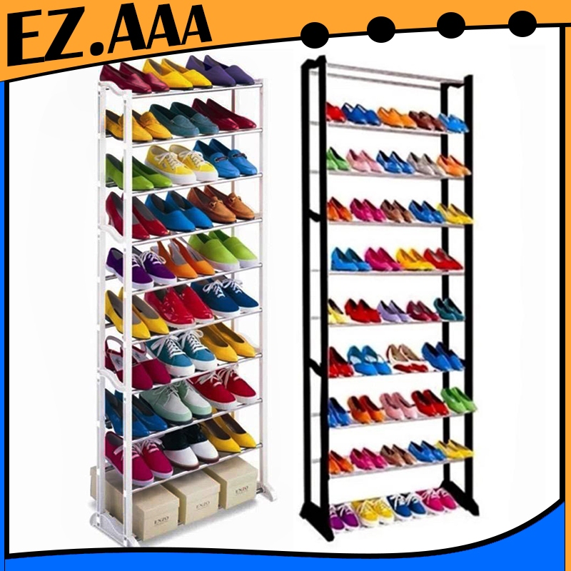 10 Tier Shoe Rack / Storage Rak Susun kasut selipar tudung kedai stor ...