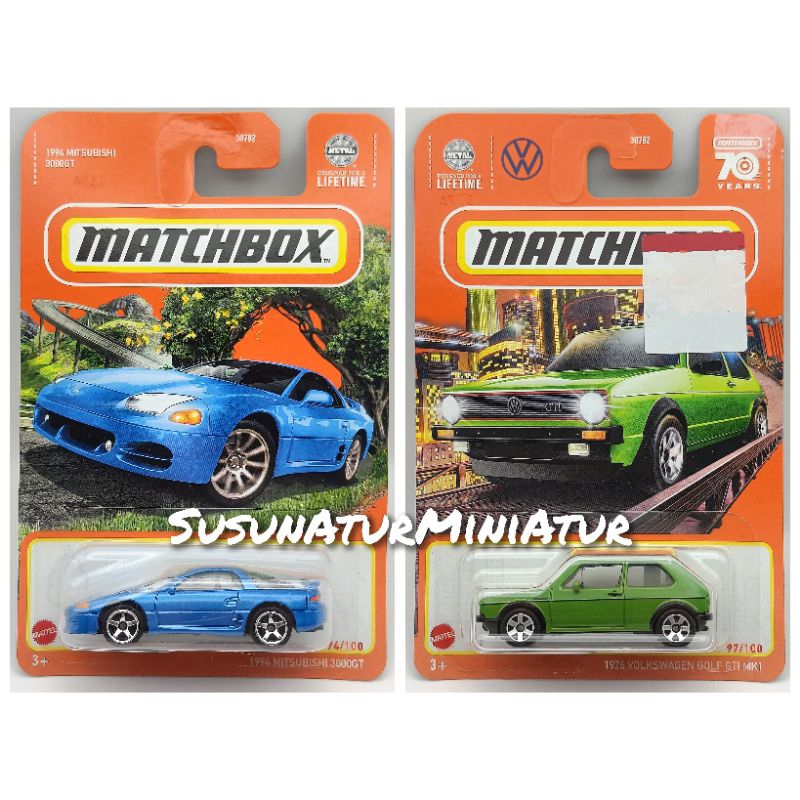 Matchbox 1994 Mitsubishi 3000GT , 1976 Volkswagen Golf GTI MK1 (Card ...