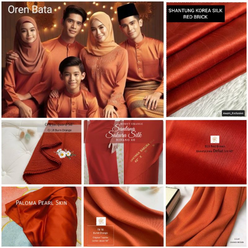 🔥Tema BURNT ORANGE/BRICK ORANGE/OREN BATA 🔥Kain Pasang Terkini Trend ...