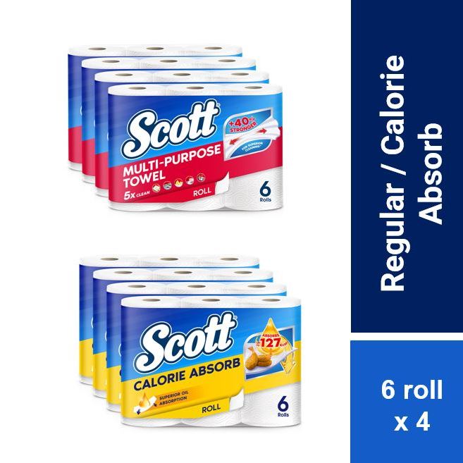 Scott Kitchen Towel 6 Rolls x 4 packs (Regular / Calorie Absorb ...