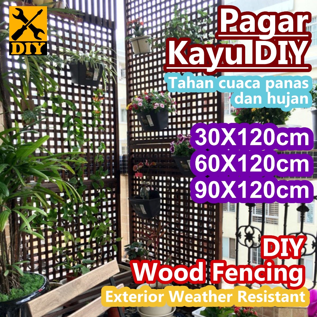Pagar Kayu Wood Fencing Net120cm Outdoor Quality Wood Partition Garden ...