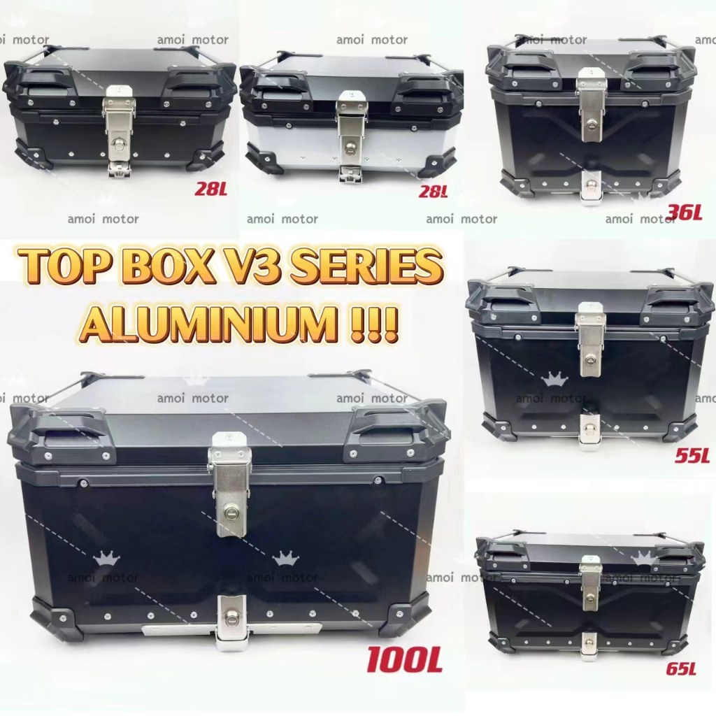 TOP BOX ALUMINIUM V1 / V3 X SERIES 28L 36L 55L 65L 100L WITH TOP BOX ...
