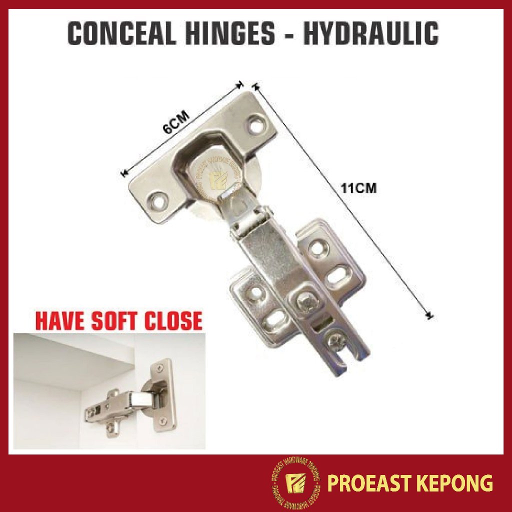 Hydraulic Conceal Hinges /Cabinet Door Hinges / Ensel Pintu | Shopee ...