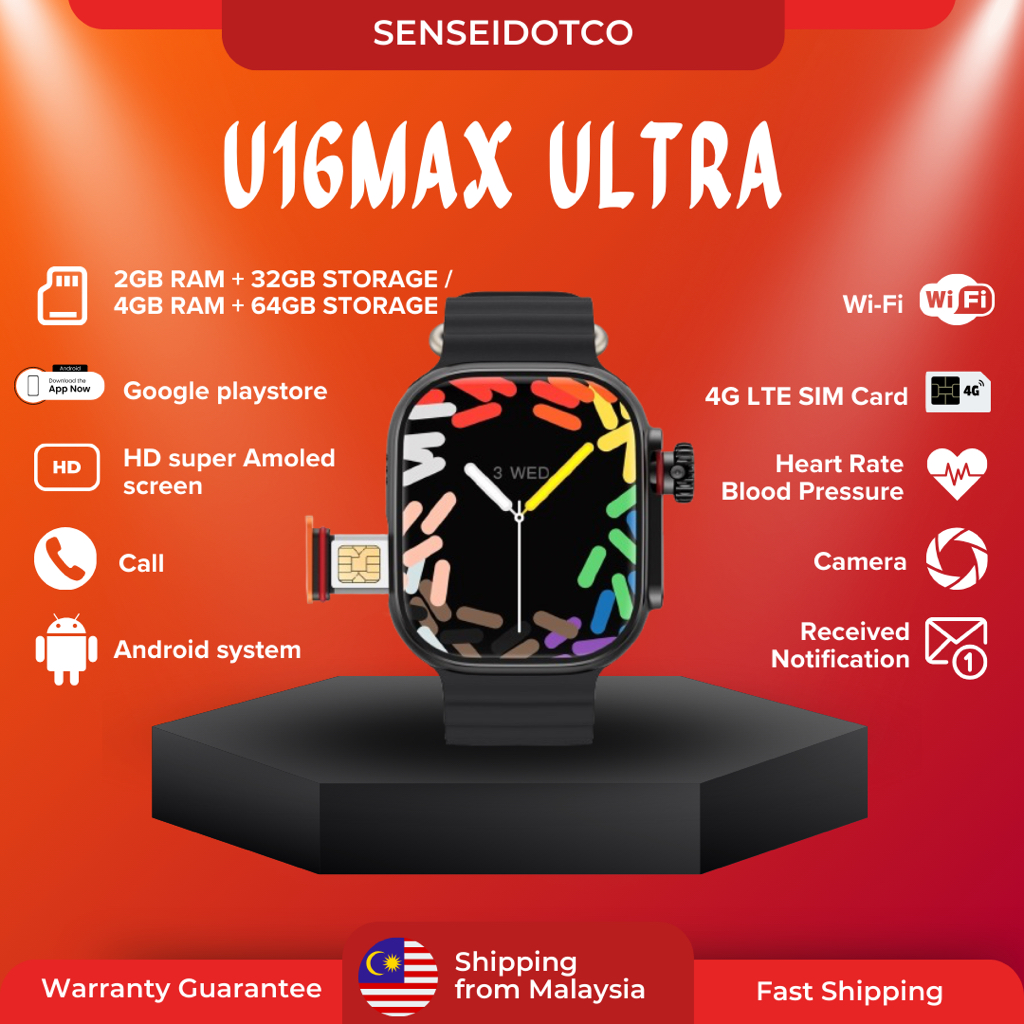 U16 MAX (49MM) SUPER AMOLED + SIMCARD + WIFI + CAMERA | Shopee Malaysia