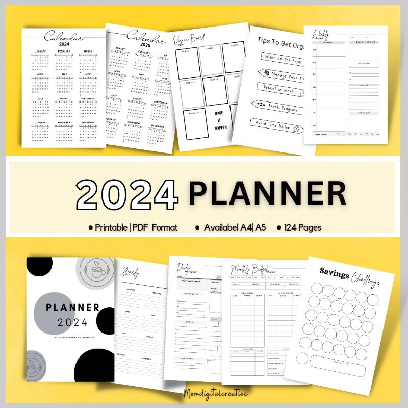 [PDF] 2024 Planner, Daily,Weekly , Monthly Pages, Printable Template ...