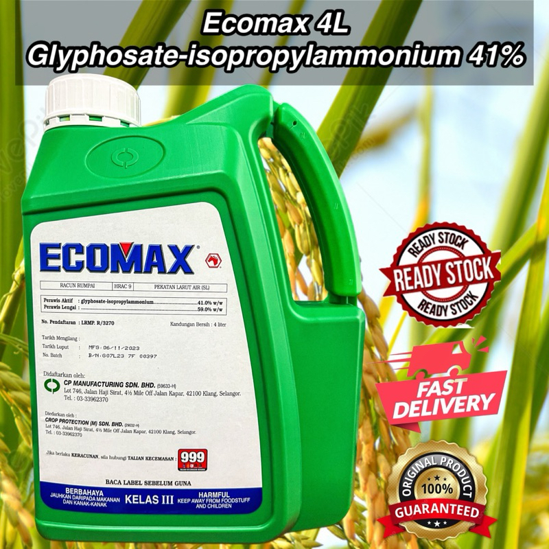 Ecomax 4Liter Racun rumput Glyphosate isopropylammonium 41% / racun ...