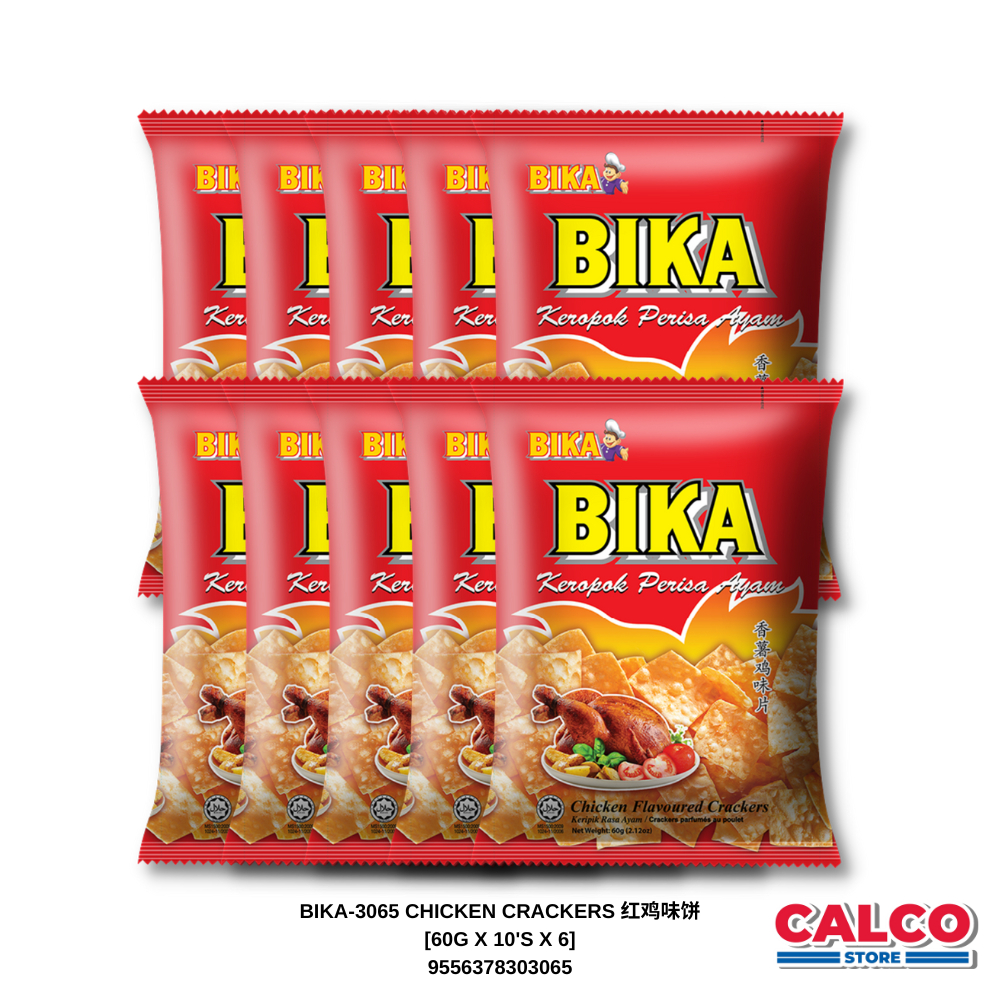 60g x 10 pcs Bika 3065 Chicken Flavoured Cracker Snack Keropok Perisa ...
