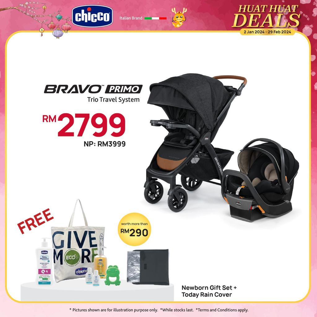 Chicco Bravo Primo Stroller + Chicco Keyfit 35 Car Seat + Isofix Base ...