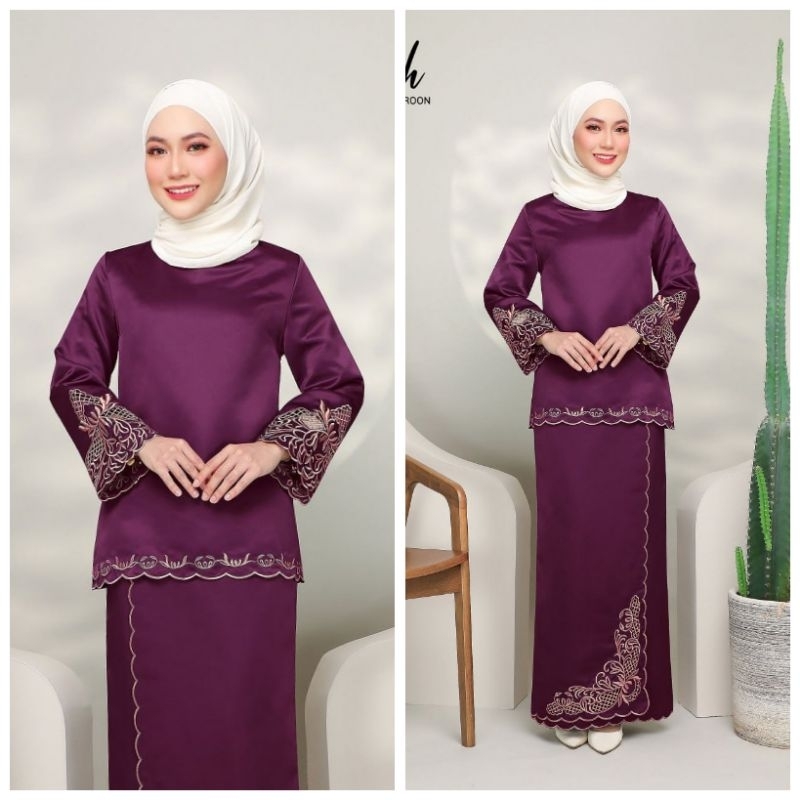 Qaseh Kurung Moden Satin! 1237 Baju Kurung Satin Lace Sulam Qaseh! Baju Kurung Kedah! Kurung ...