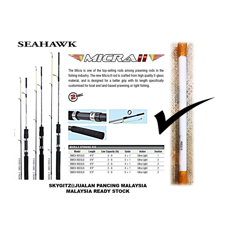 SEAHAWK MICRA II PRAWN UDANG ROD 462 UL SOLID | Shopee Malaysia
