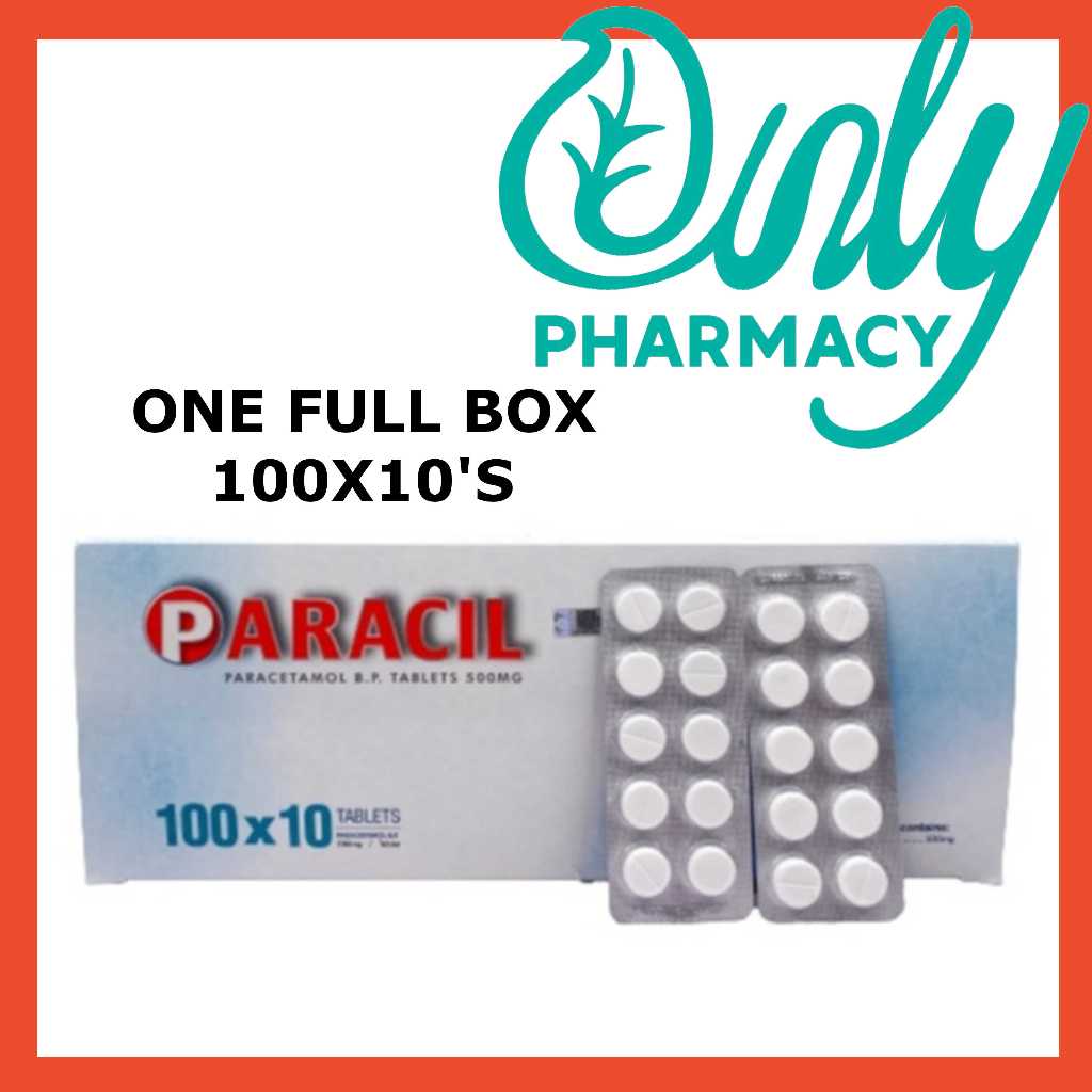 ONE FULL BOX Paracil Paracetamol 500mg tablet 100X10'S PARACIL 100 ...