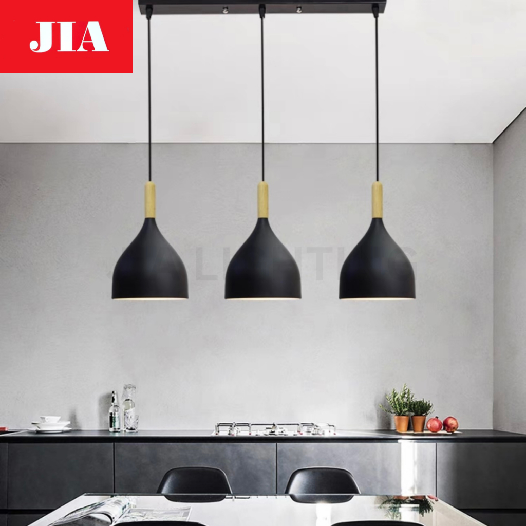 JIA Modern Kitchen Ceiling Light Pendant Light - Black Body Aluminum ...