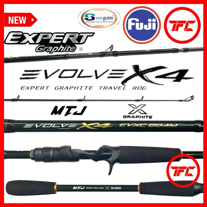 Expert Graphite Evolve X4 Travel Baitcast & Spinning Rod 4pcs Joint ...