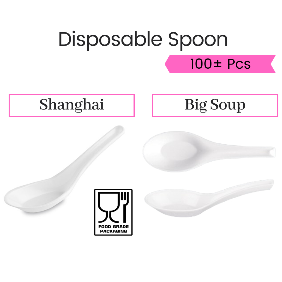 Shanghai Spoon/Big Soup Spoon (100±Pcs) White Spoon/Nasi lemak Spoon ...