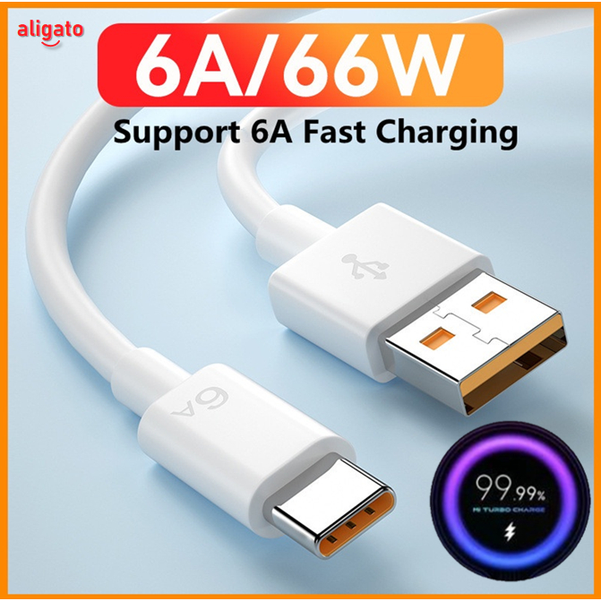 【FAST CHARGE】ALIGATO Type C 6A Max 66W Charge Cable 66W / 66W TURBO 6A Charging Compatible For ...