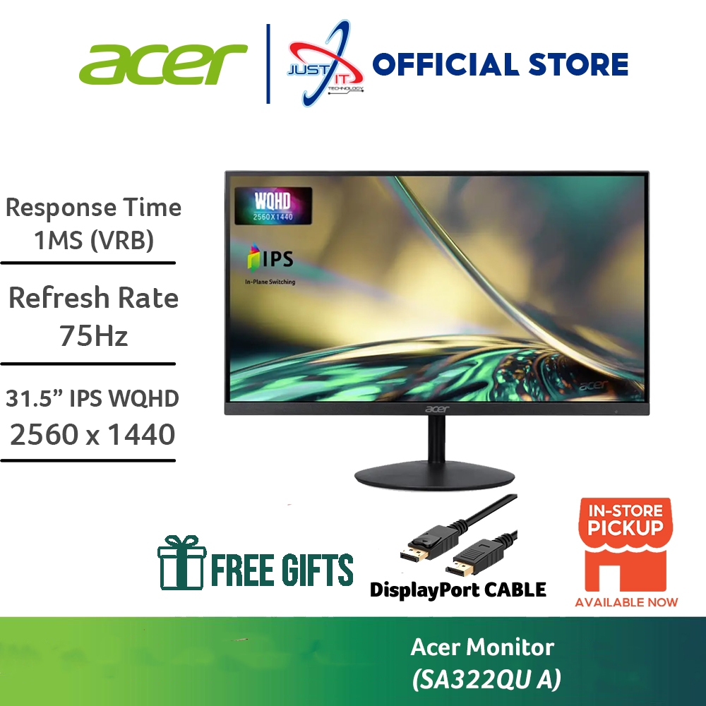 ACER SA322QU A / SA322QUA 31.5" MONITOR ( 31.5" IPS WQHD / 1Ms / 75Hz ...