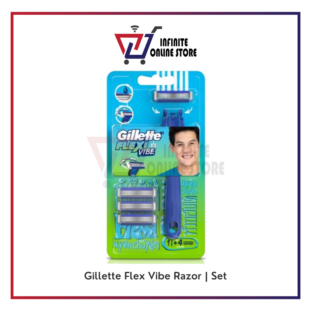GILLETTE Flexi Vibe Razor Set (1 Handle + 4 Blade Refills) | Shopee ...