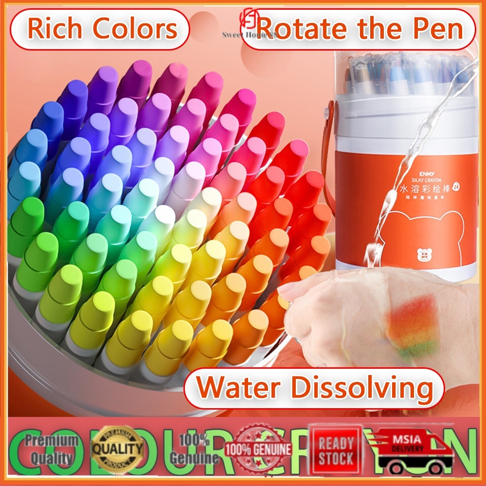 Enmy 48 Colour Crayon For Kids- Washable Non Toxic Colouring Painting ...