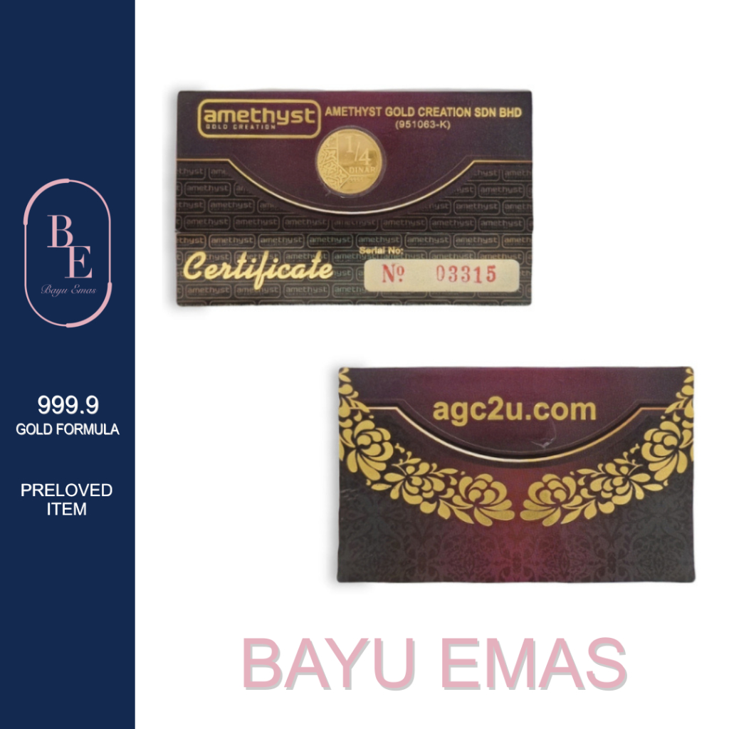 Bayu emas 1/4 dinar 999.9 Gold bar - Amethyst ( Preloved ) | Shopee ...