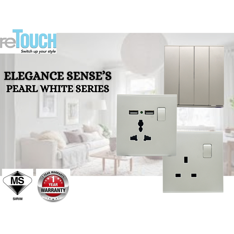 [SIRIM] Retouch Elegance Sense's Switch Socket Flat Pin / Universal (Pearl White Series ...