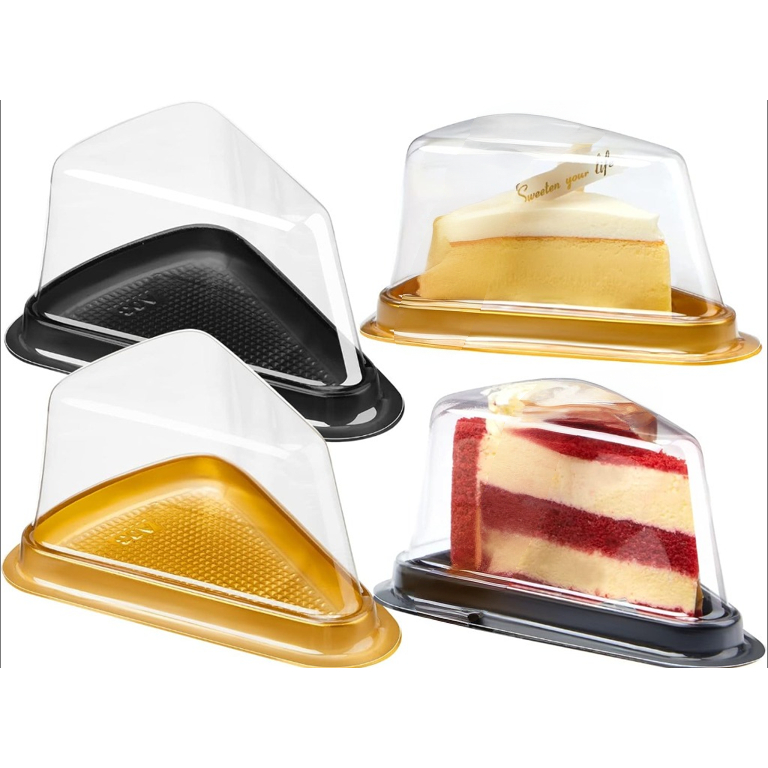 100pcs Cake Slice Container Cheesecake Container Plastic Disposable Pie ...
