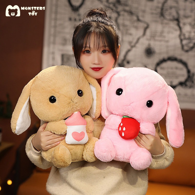 Cute Long Ears Rabbit Plushie Soft Stuffed Toy Bunny Sleeping Companion ...