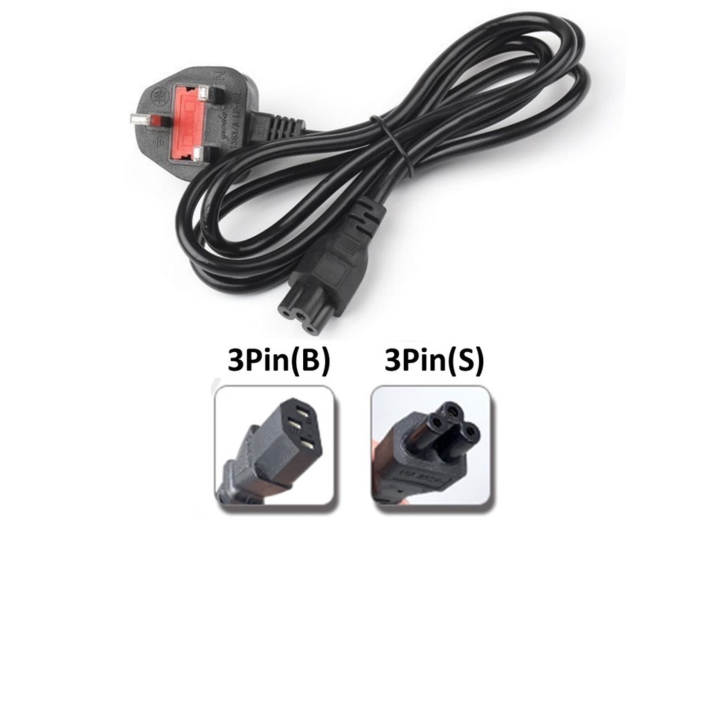 3 Pin UK Power Cord 1.5M with Fused / 2 Pin EU AC Power Cord Cable 1.5 ...