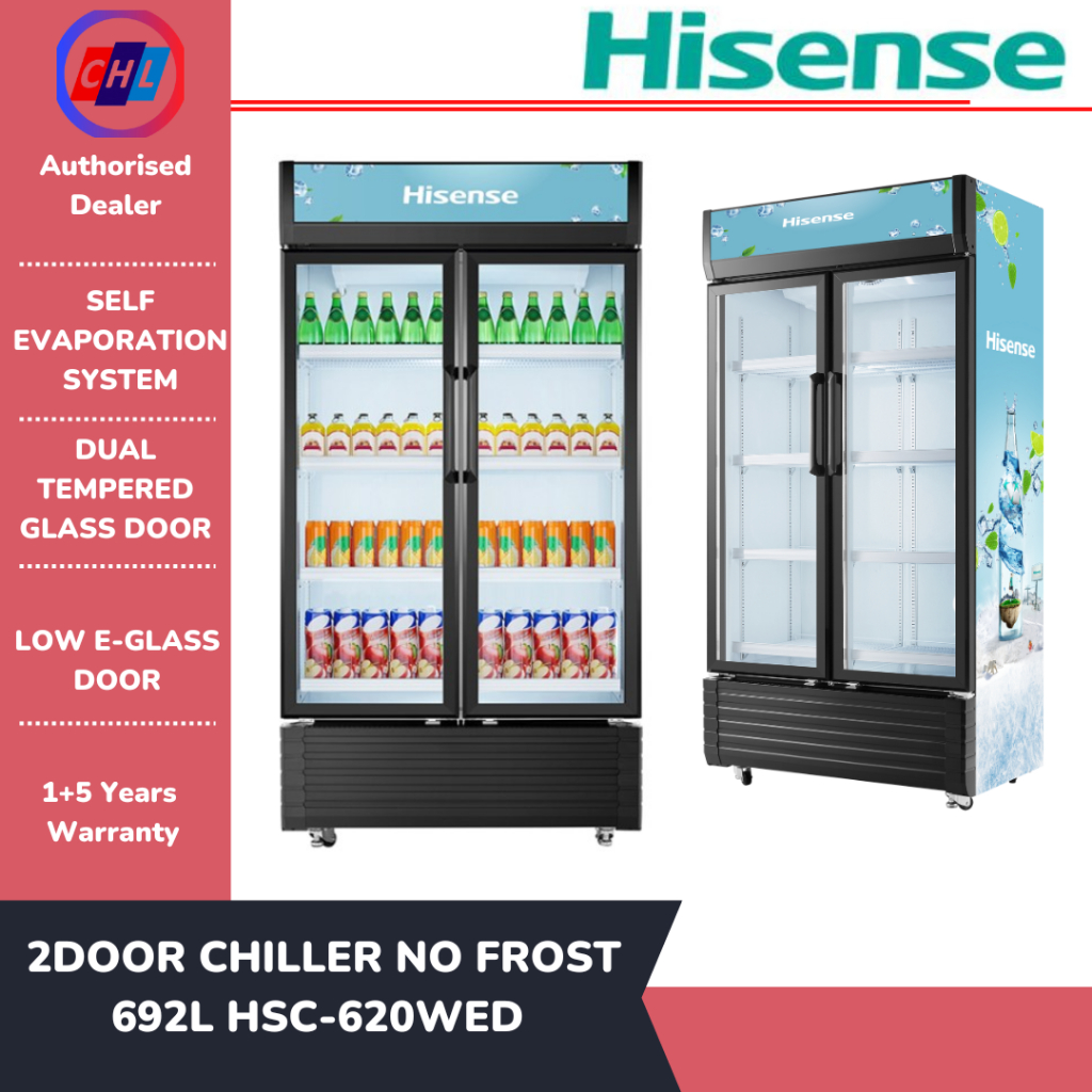 HISENSE [AUTHORISED DEALER] 2DOOR CHILLER NO FROST 692L HSC-620WED ...