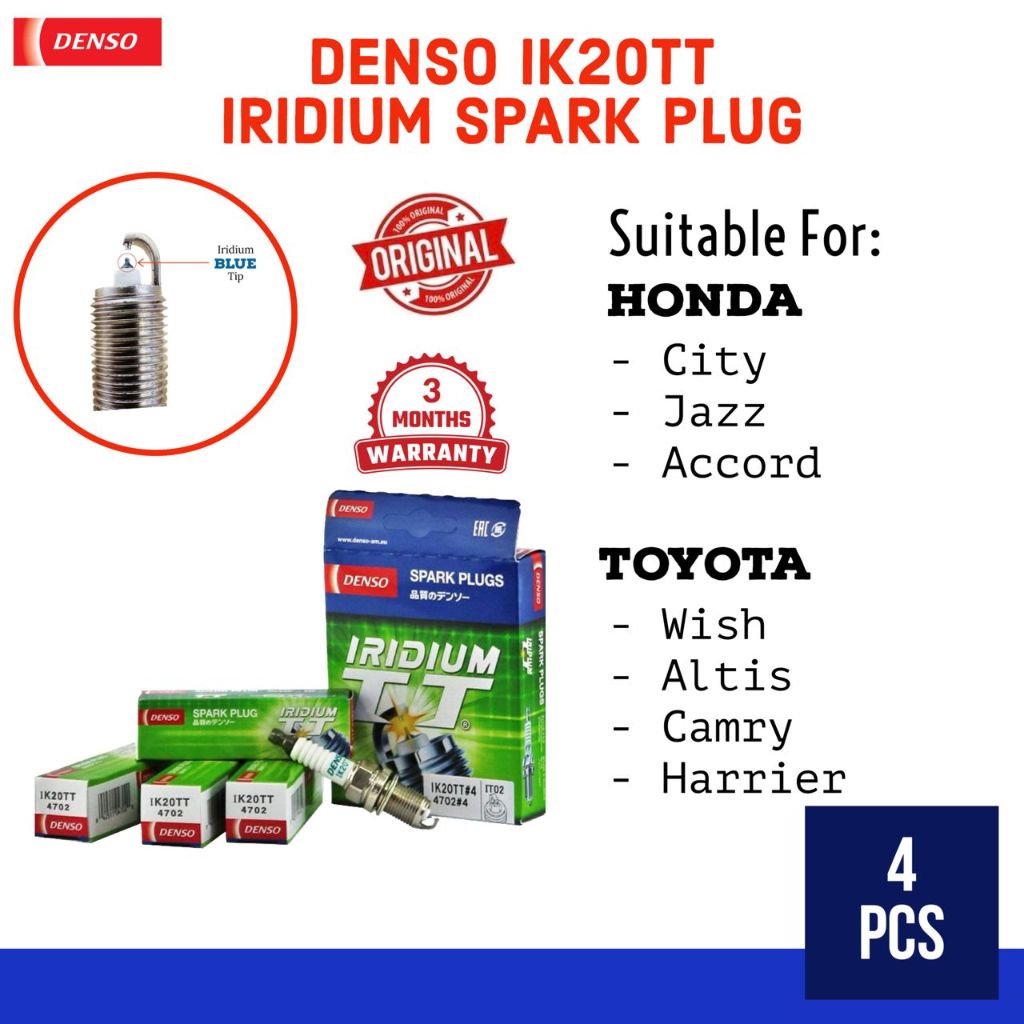 【100% ORIGINAL】DENSO IK20TT IRIDIUM SPARK PLUG - HONDA CITY/JAZZ/WISH ...