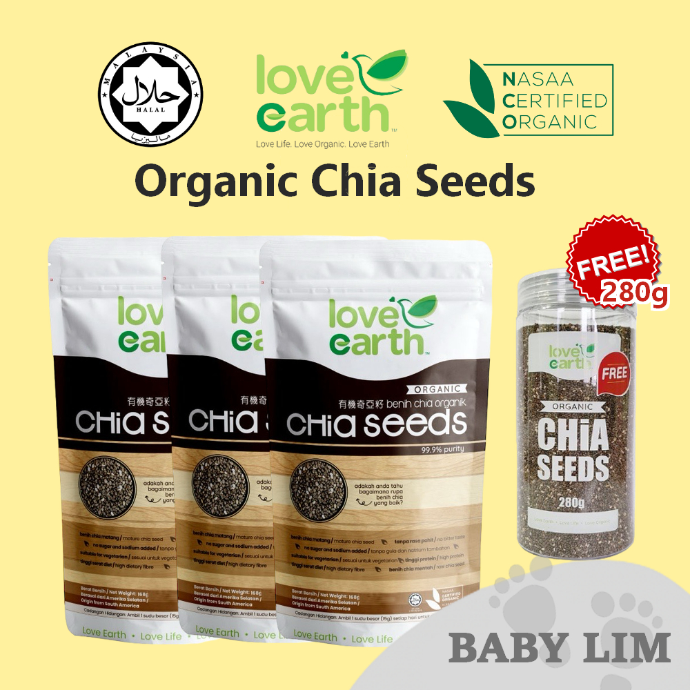 [Bundle Promo] Love Earth Organic Big Pack Chia Seeds (168g) 99.9% ...
