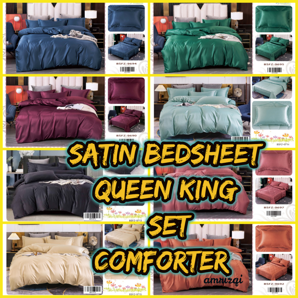 Cadar Pengantin Satin Soft Silk Wedding Bedsheet Premium Plain Queen ...