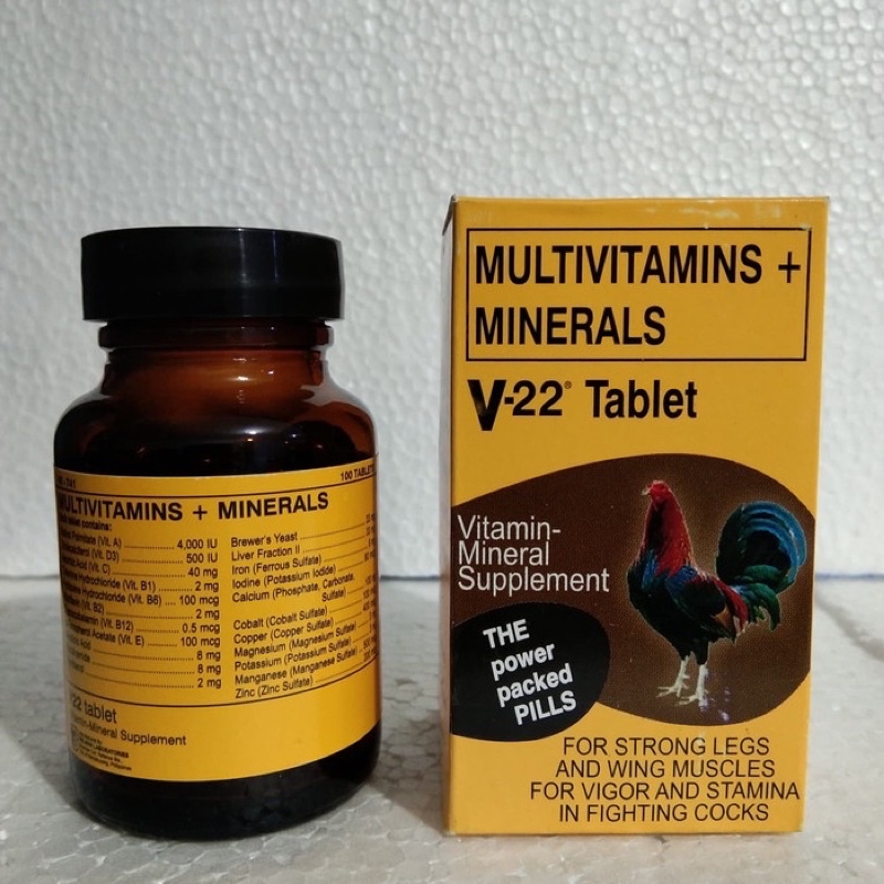 V-22 Tablet Multi Vitamins + Minerals 100 / 30 Tablets Ubat ayam ...