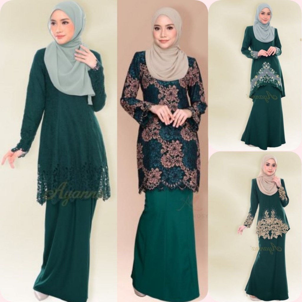 🌹BAJU KURUNG WANITA TEAL GREEN 🌹 Baju Kurung Lace Plus Size XS(34)-10XL(60) Muslimah Fesyen Baju ...