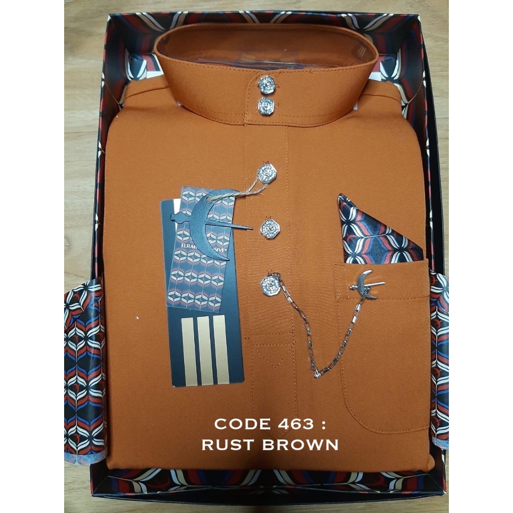 Baju Melayu Elrah 2024 Ultimate 2.0 [RUST BROWN / BRICK ORANGE] Baju ...