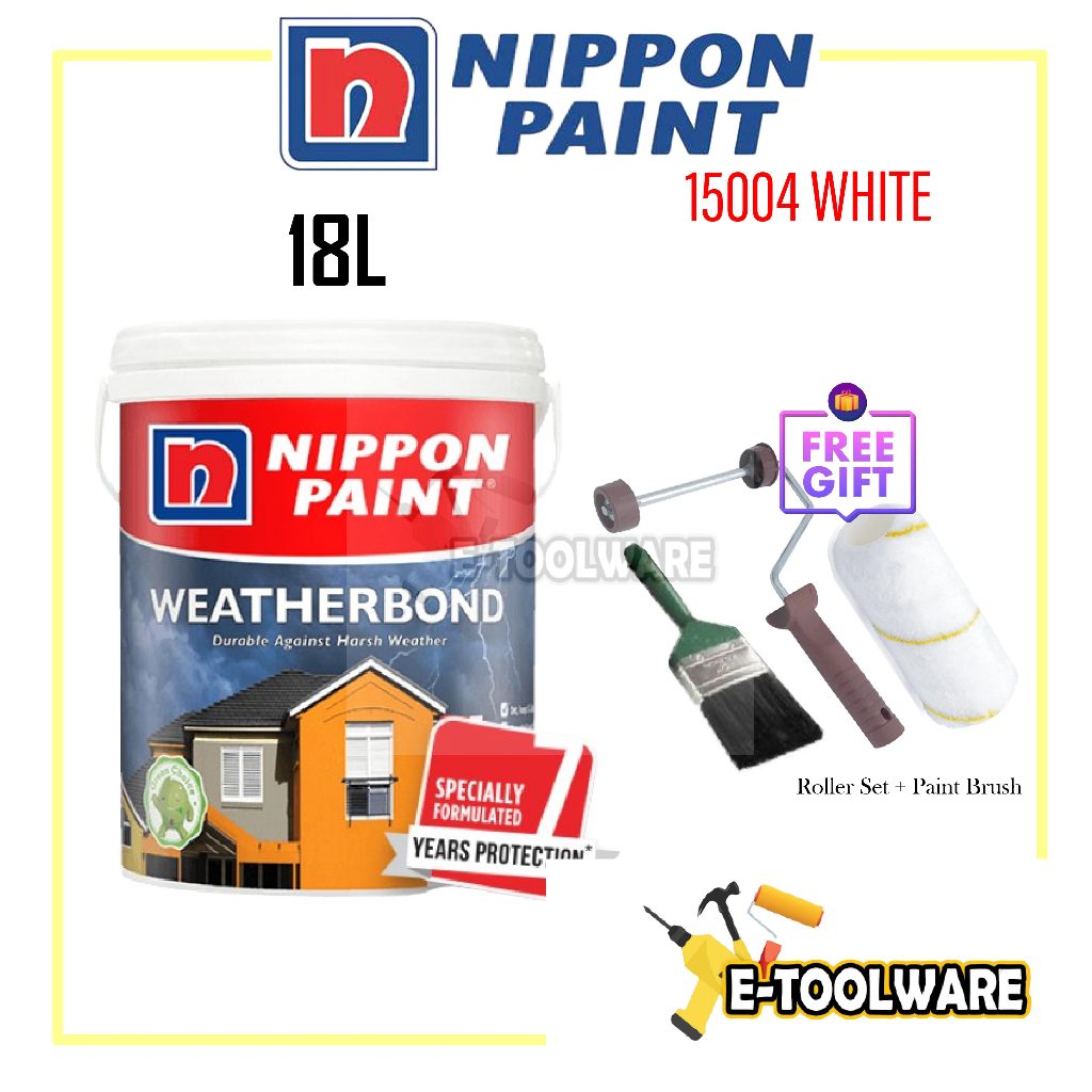 18L Nippon Paint Weatherbond 15004 White (Low Sheen) | Shopee Malaysia