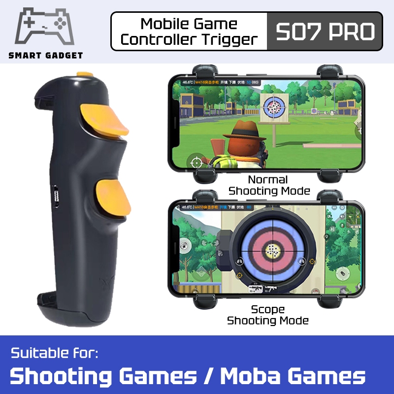 S07 Pro Wireless Mobile Game Controller Gaming Trigger Controller Joystick Aim & Fire Trigger ...