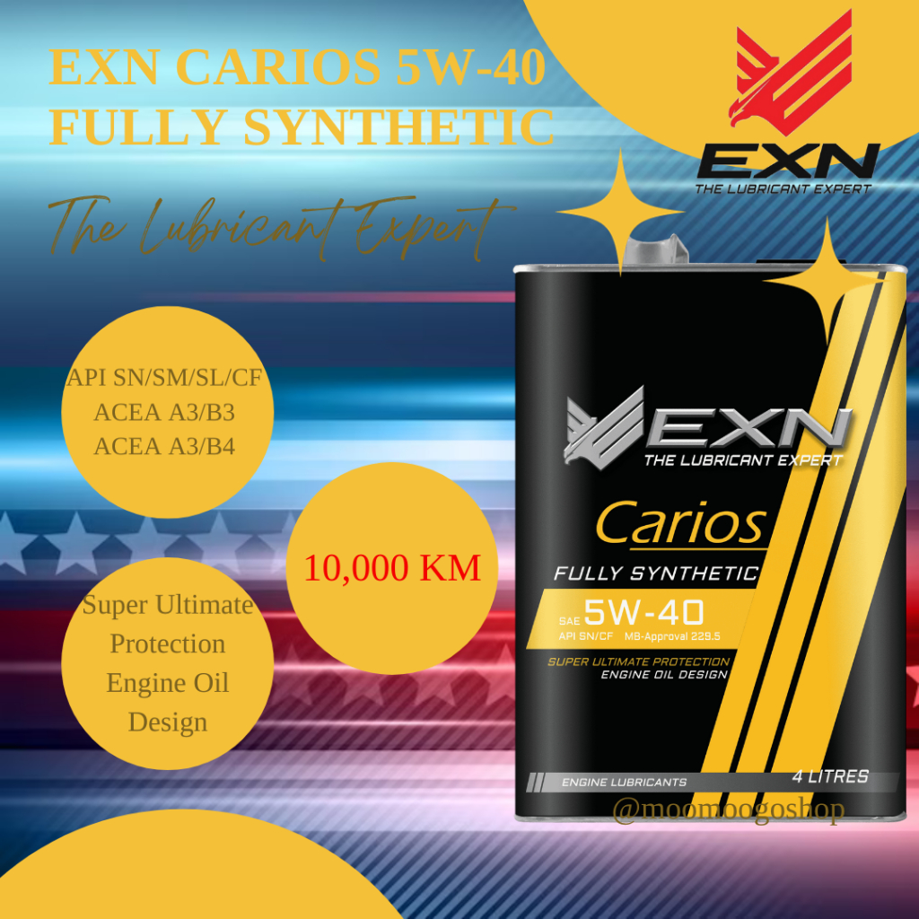 EXN CARIOS SAE 5W40 FULLY SYNTHETIC API SN/CF ENGINE OIL EXNIII 4 ...