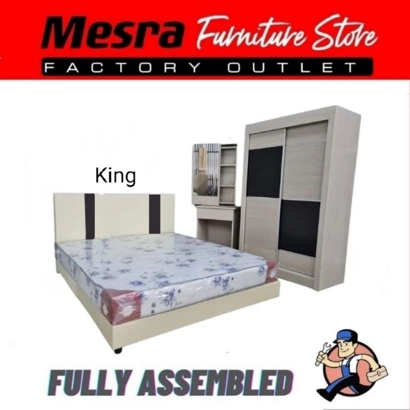 Bedroom set 4x6ft with King bed/ Set bilik tidur 4x6 kaki | Shopee Malaysia