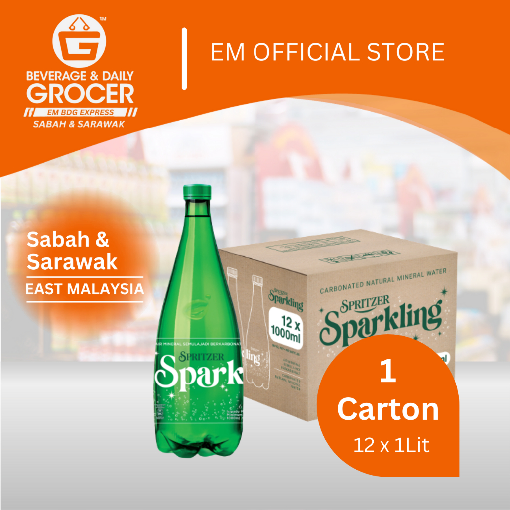 Spritzer Sparkling Natural Mineral Water 12 x 1L (12 bottles) 1 Carton | Shopee Malaysia